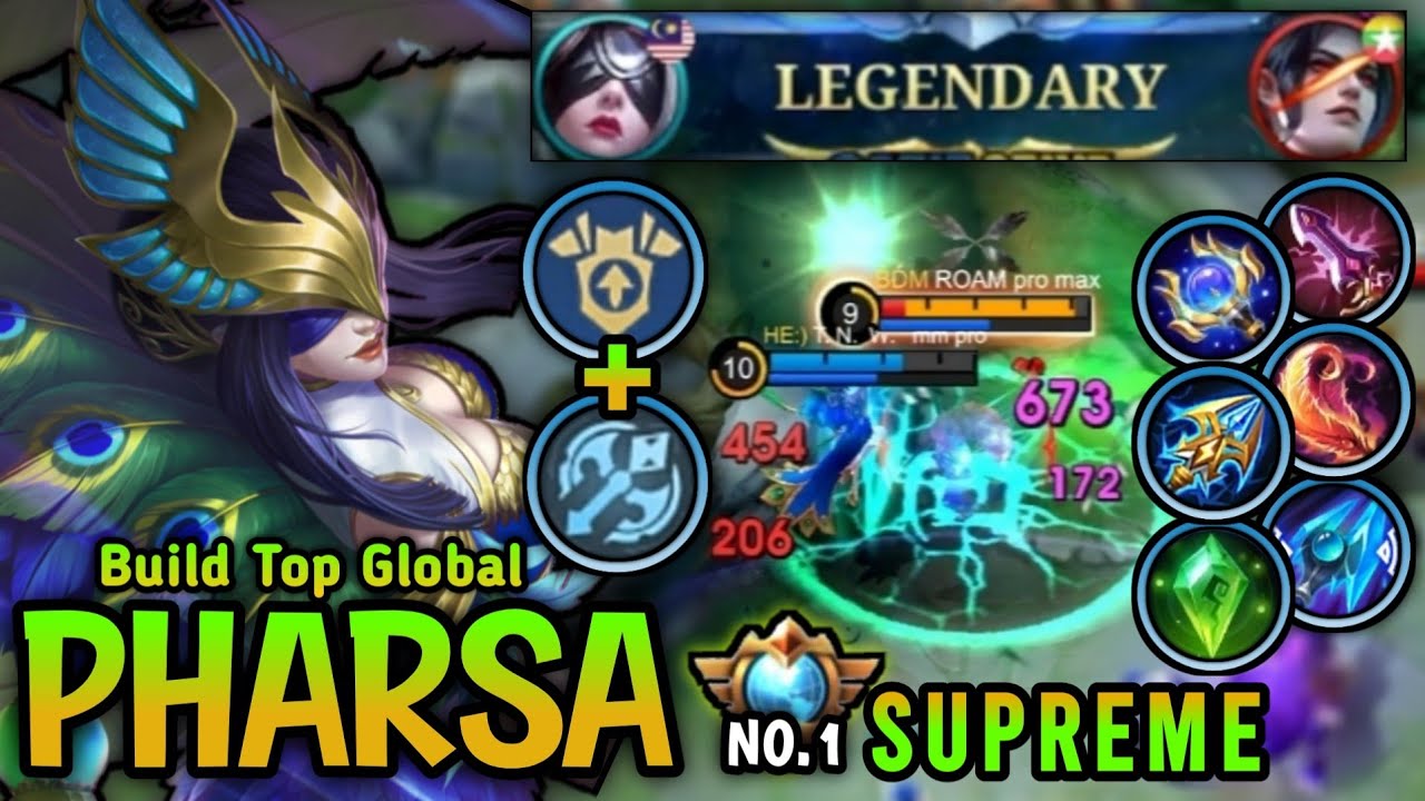 Supreme No.1 Pharsa Gameplay!! Top Global Pharsa Best Build & Emblem ...
