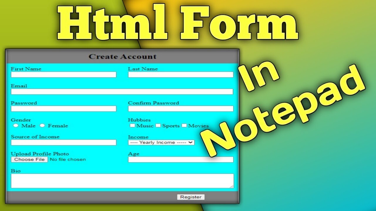 Html Registration Form Form In Html In Notepad Form No 6 YouTube html-registration-form-form-in-html-in-notepad-form-no-6-youtube
