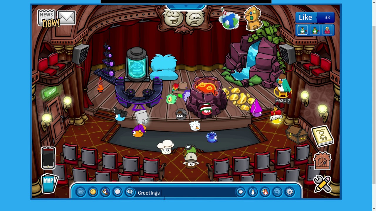 Club Penguin Messing Around in My Stage Igloo - YouTube