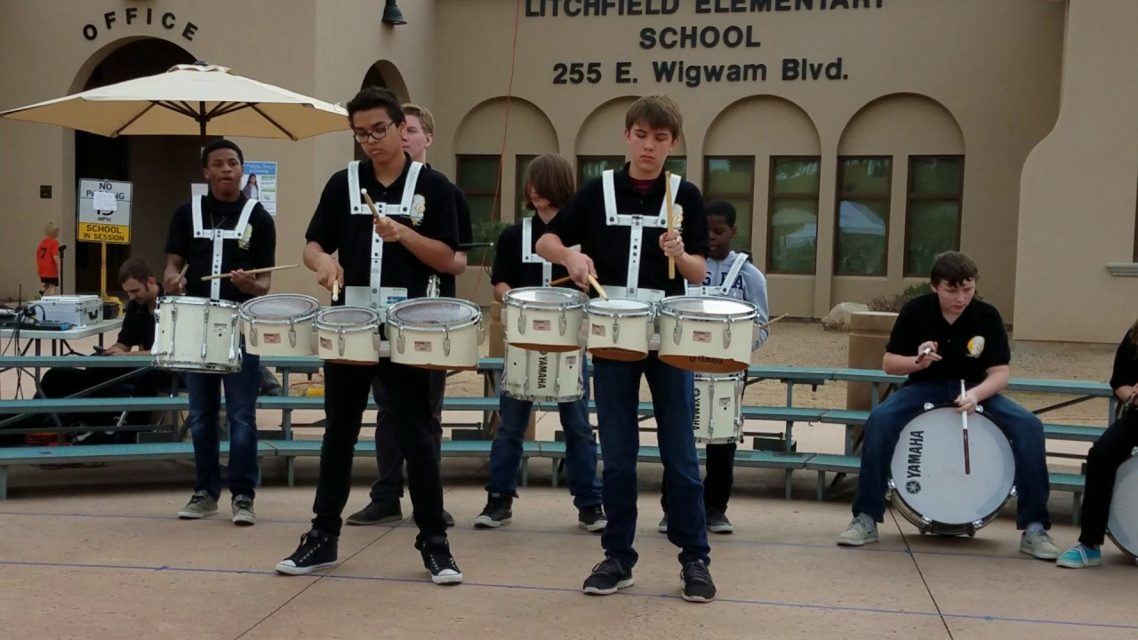LTHMS Drumline at LES for 100th anniversary - YouTube