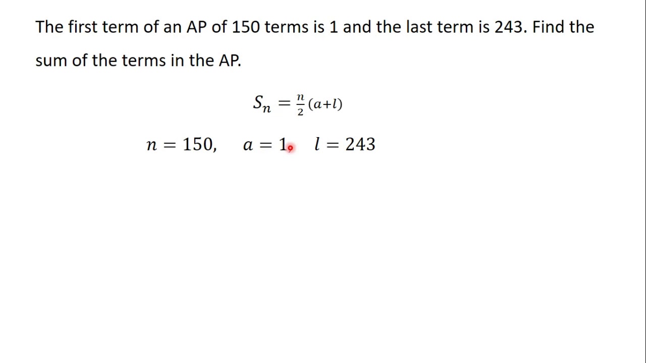 12 Sum of an Arithmetic Progression QUESTION 1 - YouTube