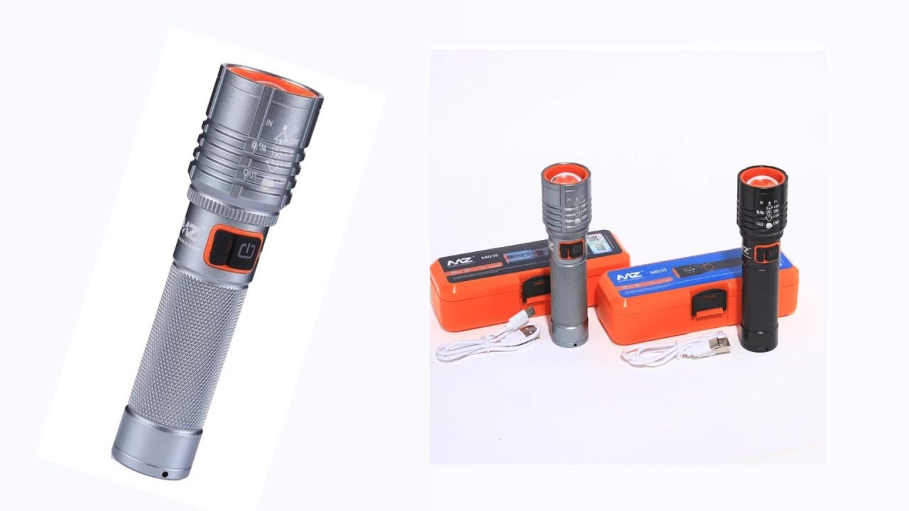 MZ 035 (ZOOMABLE LED Metal Torch) 4 Modes Flashlight, Super Bright Cree ...