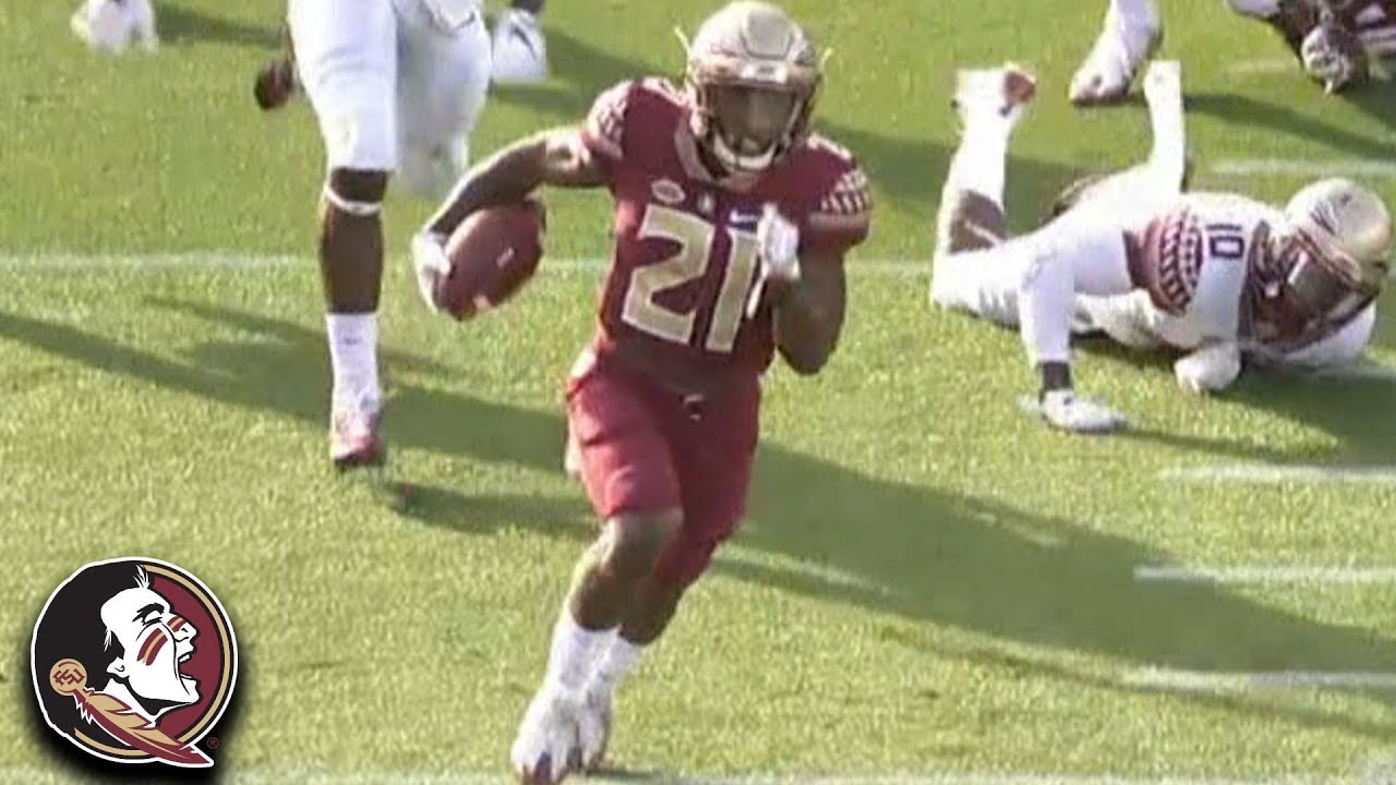 FSU Freshman Khalan Laborn Takes Off On 91-Yard TD Run - YouTube
