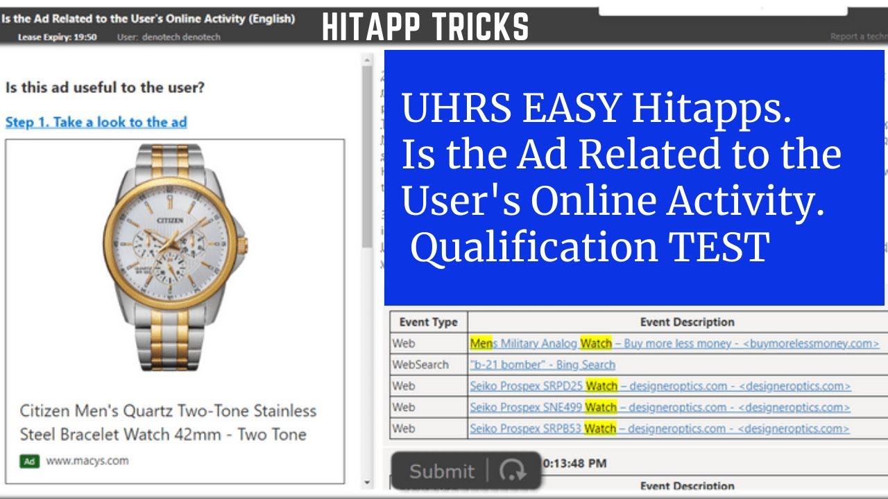 UHRS EASY Hitapp. Is The Ad Related To The User's Online Activity ...