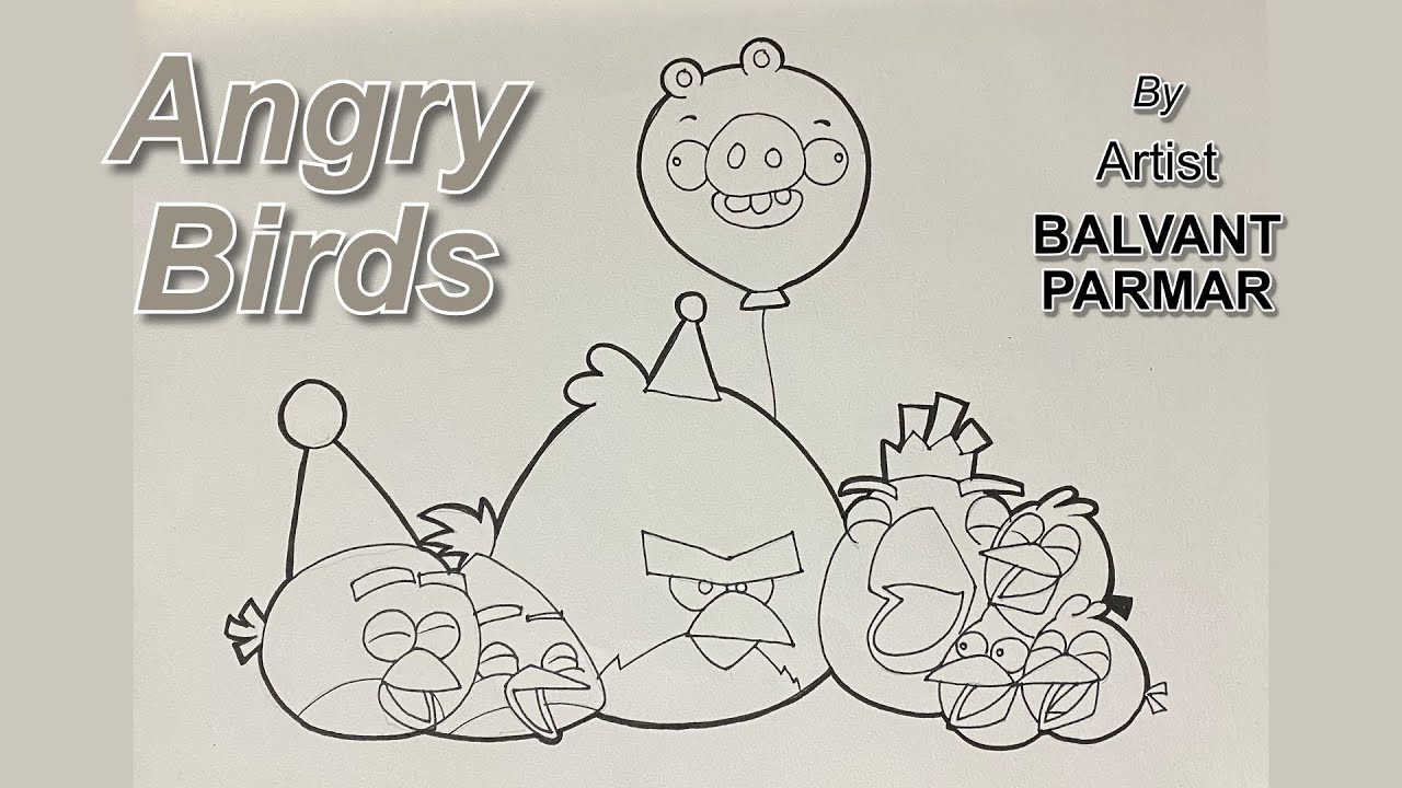 "Creative Angry Birds Family Drawings line Work 🎨 | Fun Art for All ...