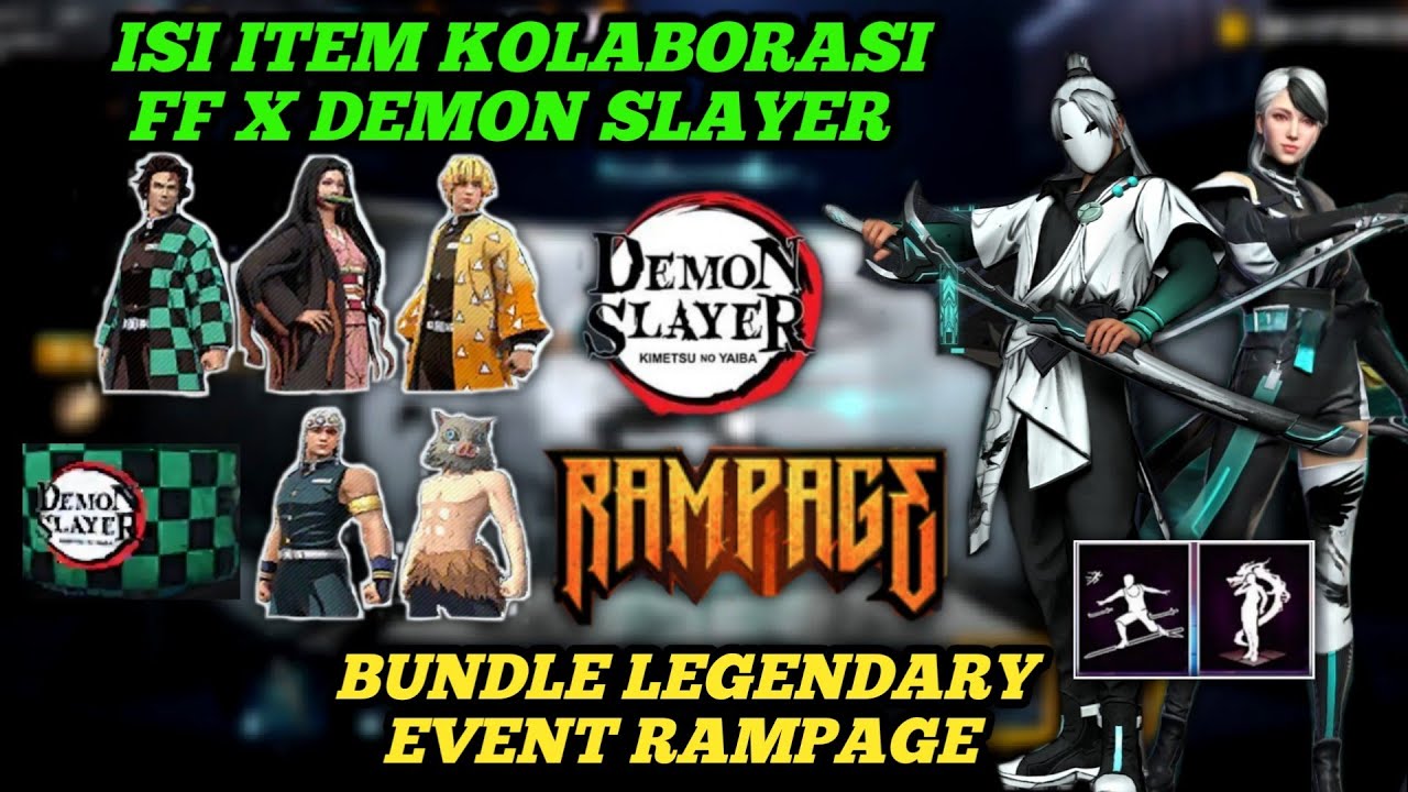 BOCORAN BUNDLE FF X DEMON SLAYER | BUNDLE LEGENDARY RAMPAGE TERBARU ...