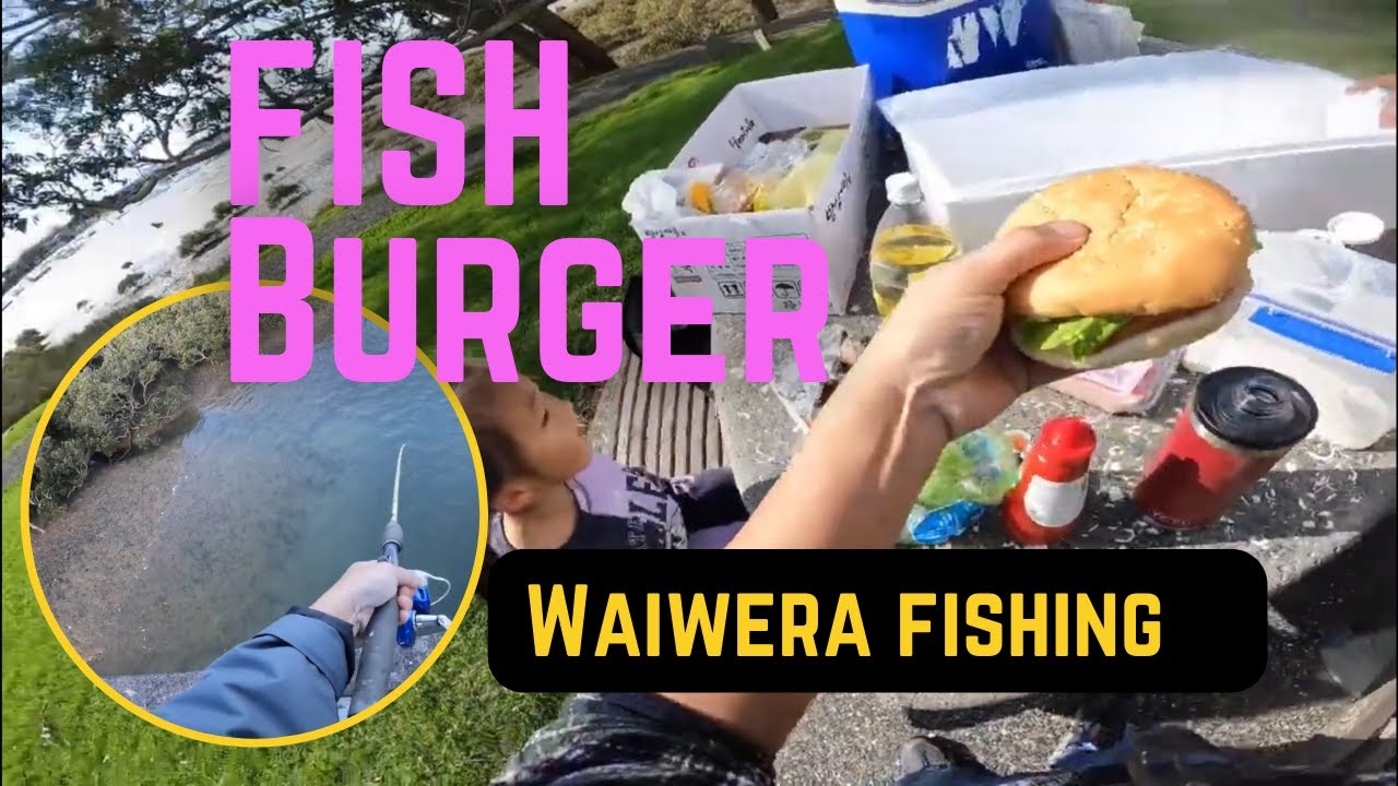 I went to Fishing and made Fish Burger(Waiwera Fishing) - YouTube