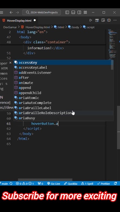 Display an element on Hover using JavaScript @DeveloperSamarsekhar #html #css #javascript # ...