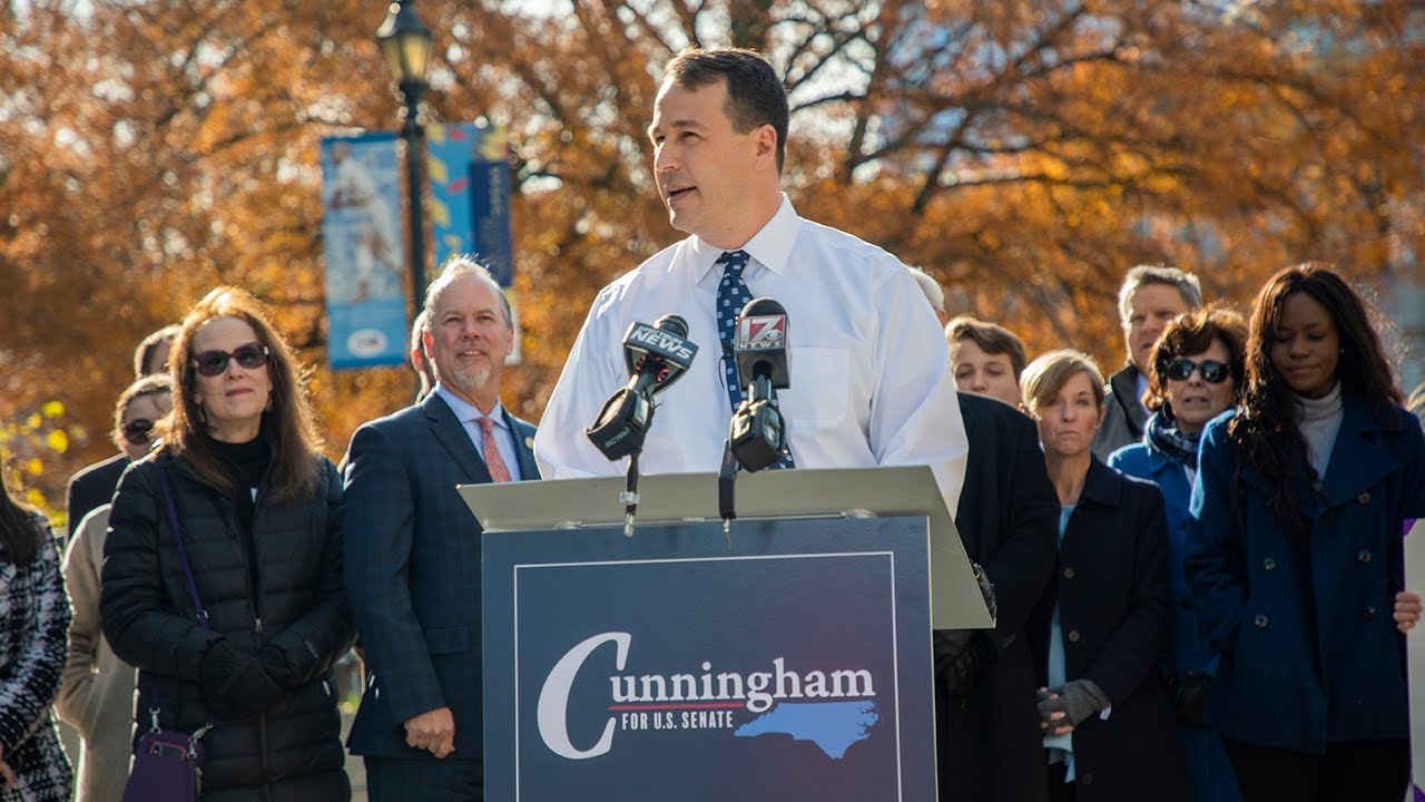 Democrat Cal Cunningham announces campaign for U.S. Senate - YouTube