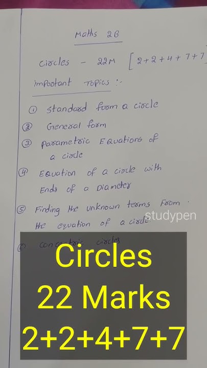 Circles Maths 2B 22marks #studypen #shorts #maths2B - YouTube