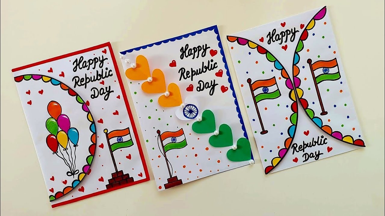3 Easy&Beautiful white paper Happy Republic Day Card making|DIY ...