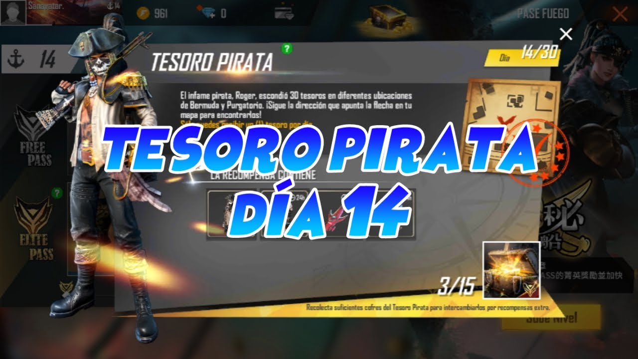 FREE FIRE TESORO PIRATA DÍA 14 - YouTube