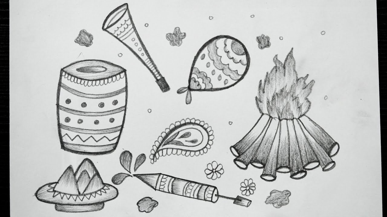 Holi Pencil Drawing || How To Draw Holi Celebration Drawing || Pencil ...