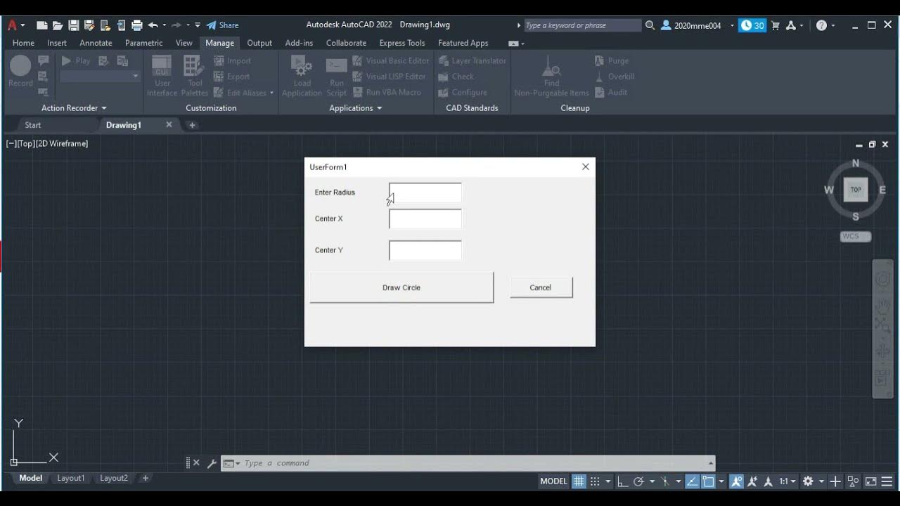 Drawing a circle using AutoCAD VBA - YouTube