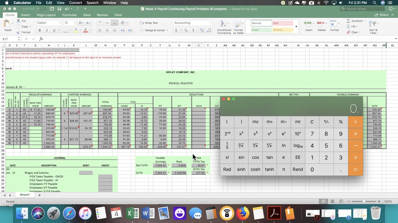 Continuing Payroll Problem A Week 6 - YouTube