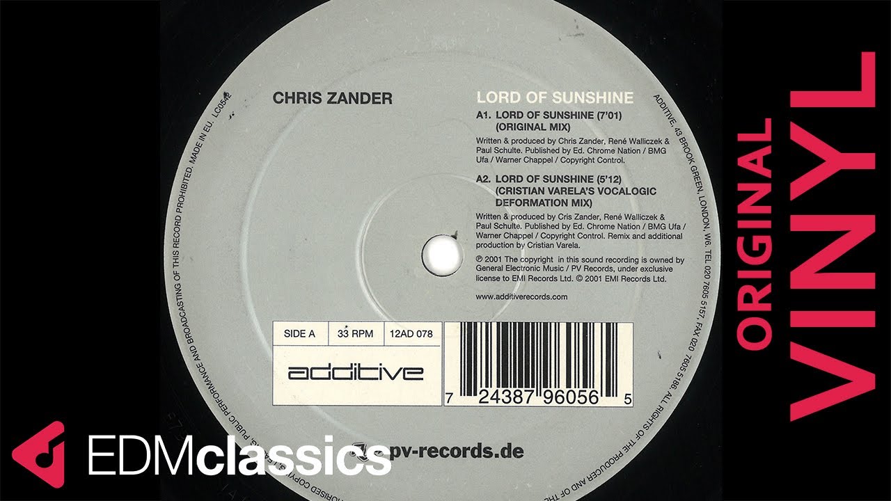 Chris Zander - Lord Of Sunshine (Original Mix) (2001) - VINYL - YouTube