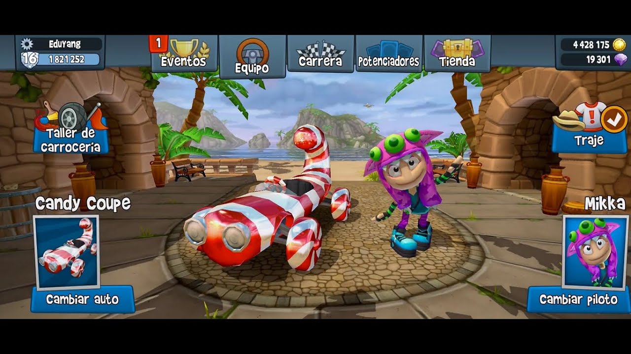 Beach Buggy Racing 2, Reto Suscriptor Jugar Mikka & Candy Coupe Android ...