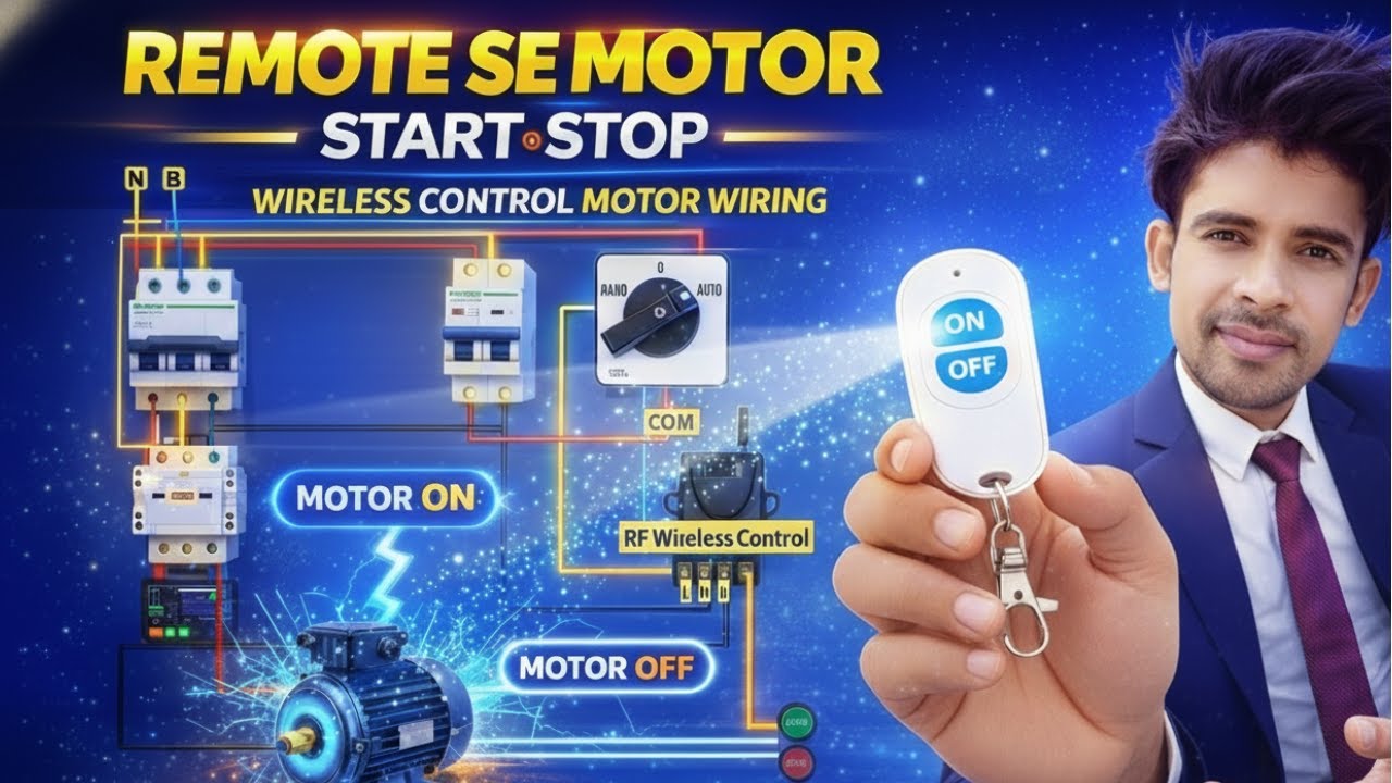 Dol starter remote wiring/ रिमोट से मोटर कैसे चलाएं - YouTube