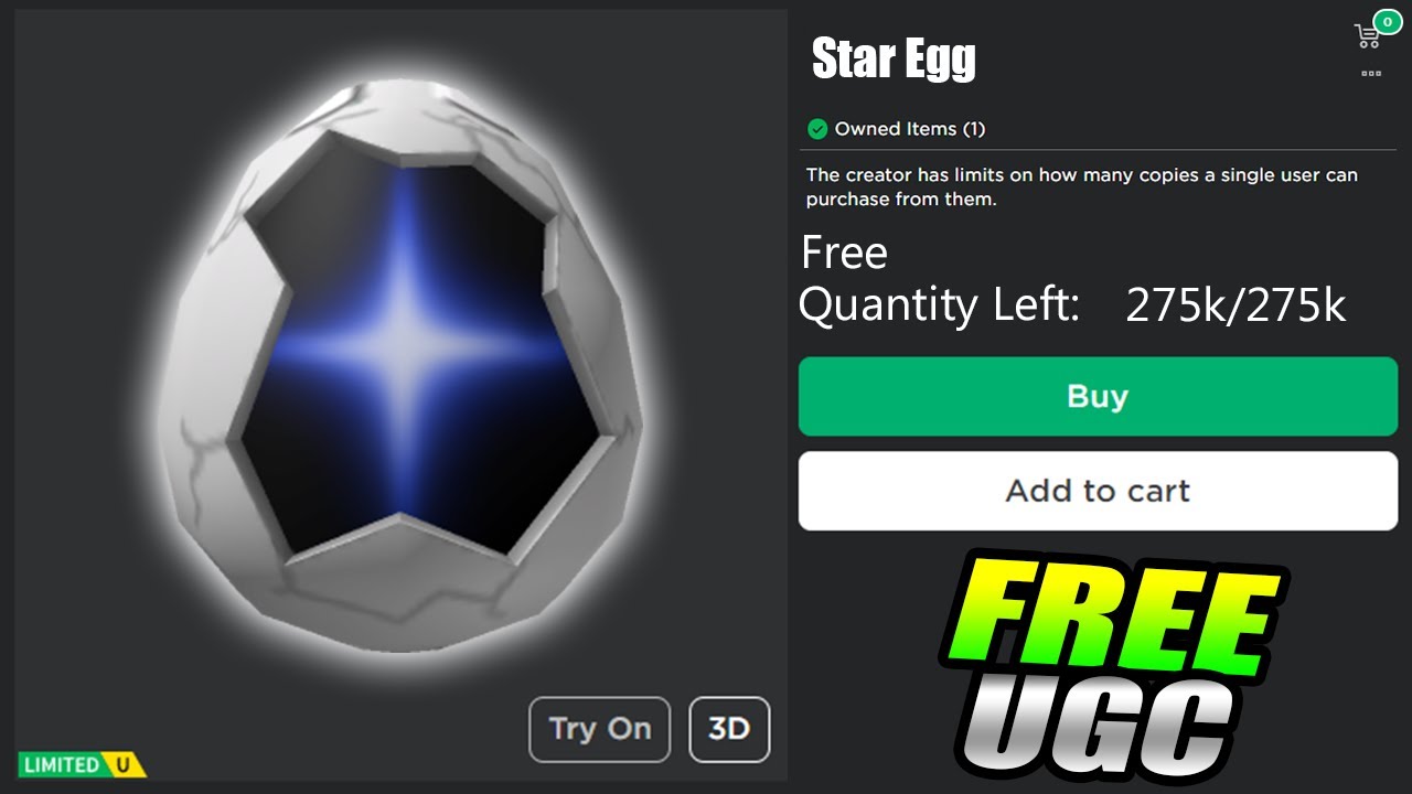 Como Ganhar o item [Star Egg] Roblox Limited UGC FREE - YouTube