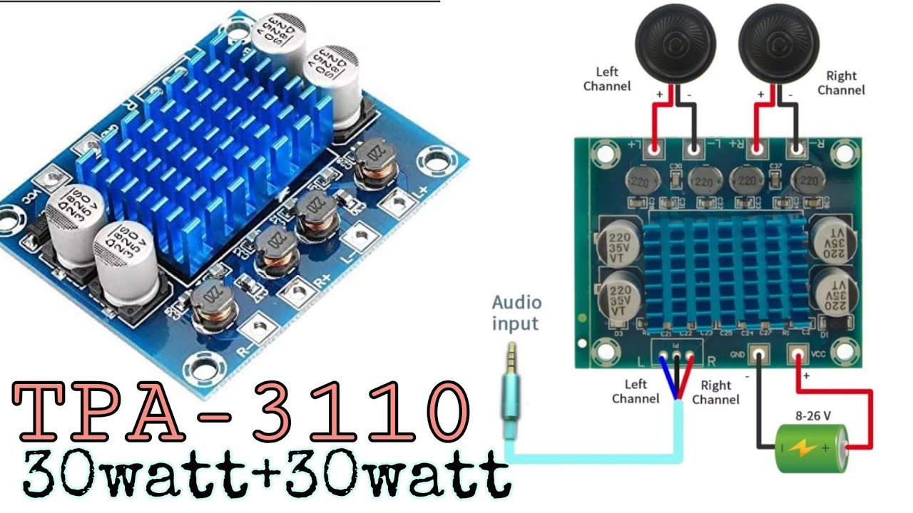 TPA-3110 | 30watt + 30watt | 12v to 35v | 300tk BDT | STEREO amplifier ...