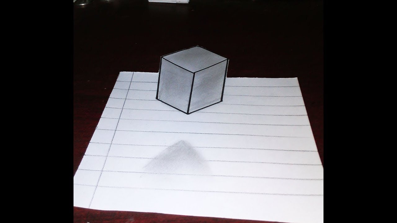 Floating Cube│3D Drawing with Pencil│ Trick Art on Paper - YouTube