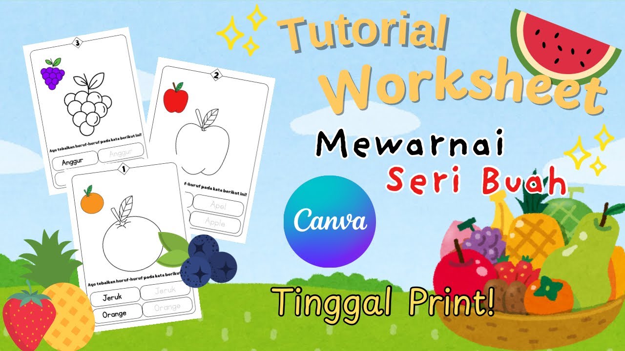 Tinggal Print! Tutorial Membuat Worksheet Buku Mewarnai di Canva - YouTube