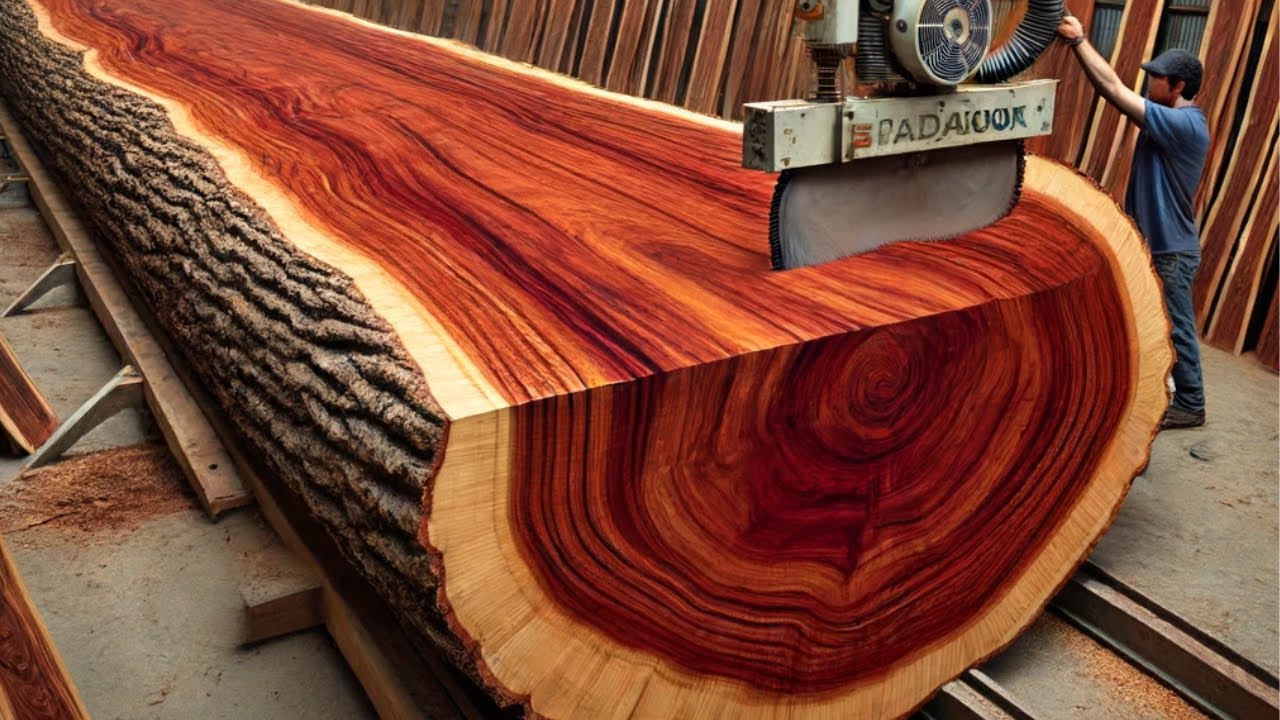Wood processing factory, huge wood is cut into wonderful works | Giant Redwood - YouTube