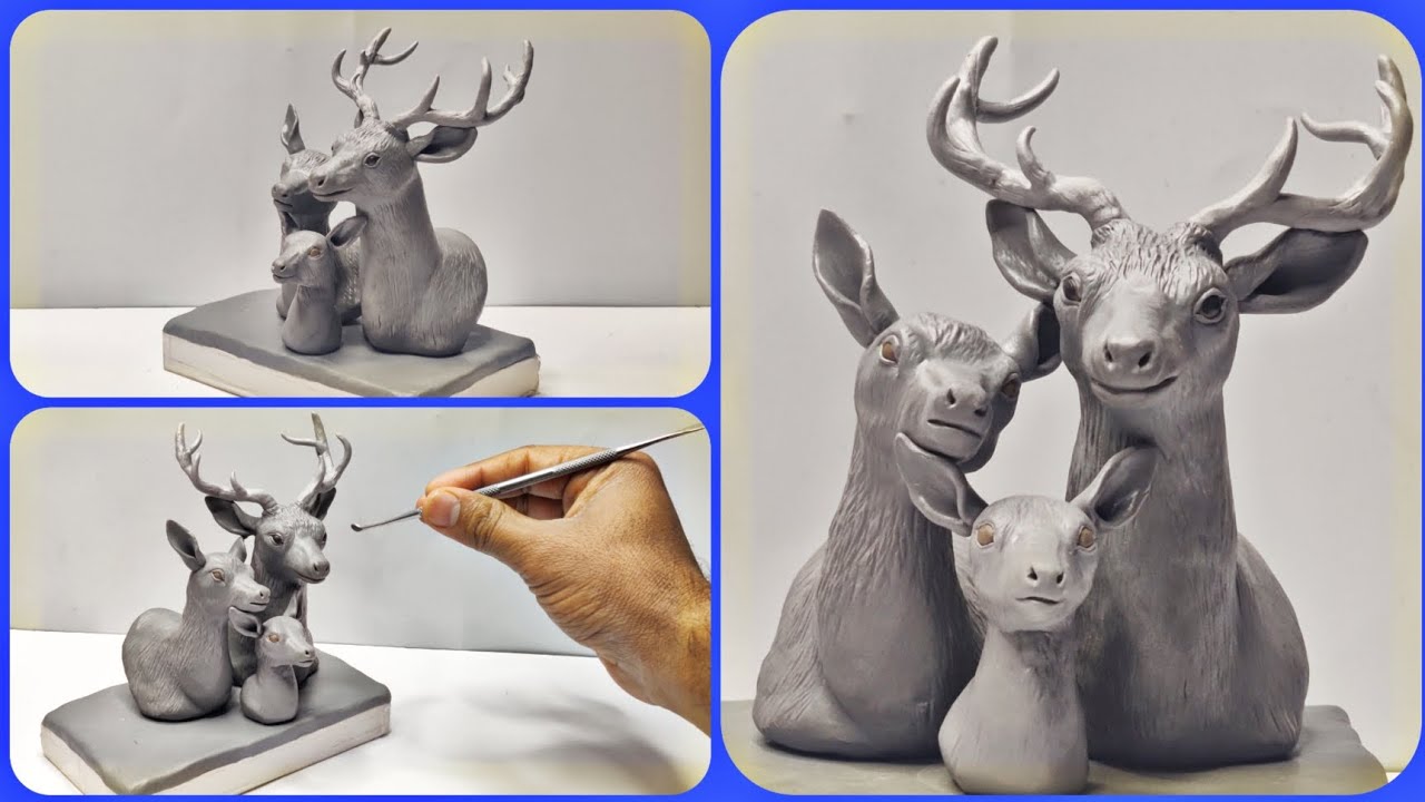 DIY Clay animals : I Made A Cute Animals family using Clay , easy clay ...