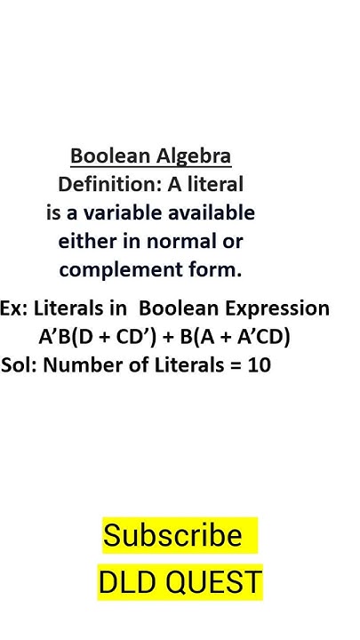 Number of Literals for a Boolean expression | #dld #numbersystems # ...
