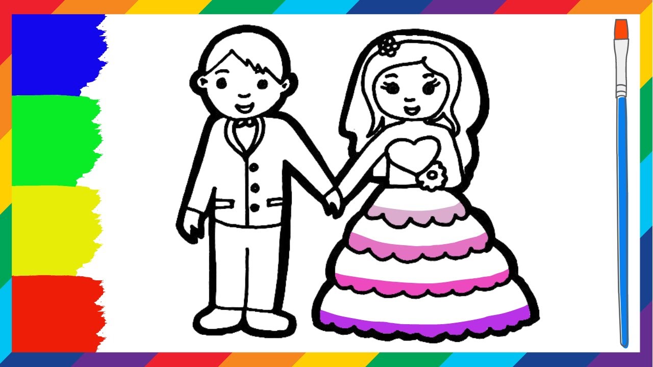 Bride and Groom Drawing ,Painting and Coloring for Kids and Toddlers ...
