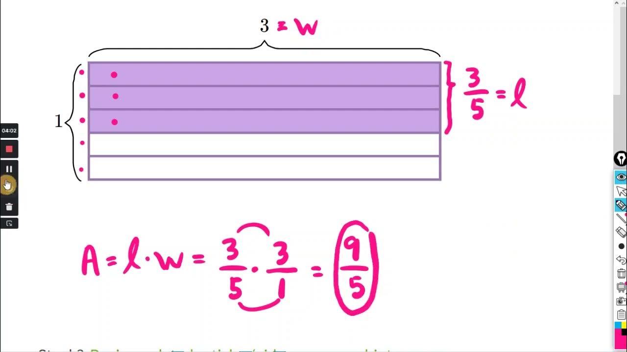 Area of rectangles with fraction side lengths : Khan Academy - YouTube