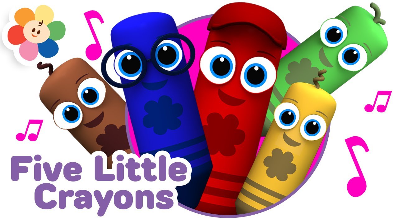 Nursery Rhymes w Color Crew | Five Little Crayons | Baby Shark | Finger ...