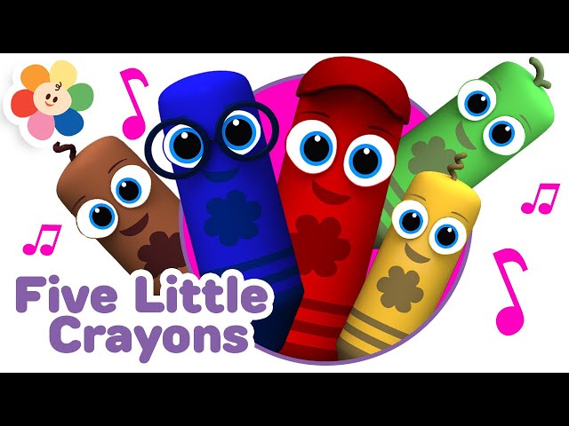 Nursery Rhymes w Color Crew | Five Little Crayons | Baby Shark | Finger ...