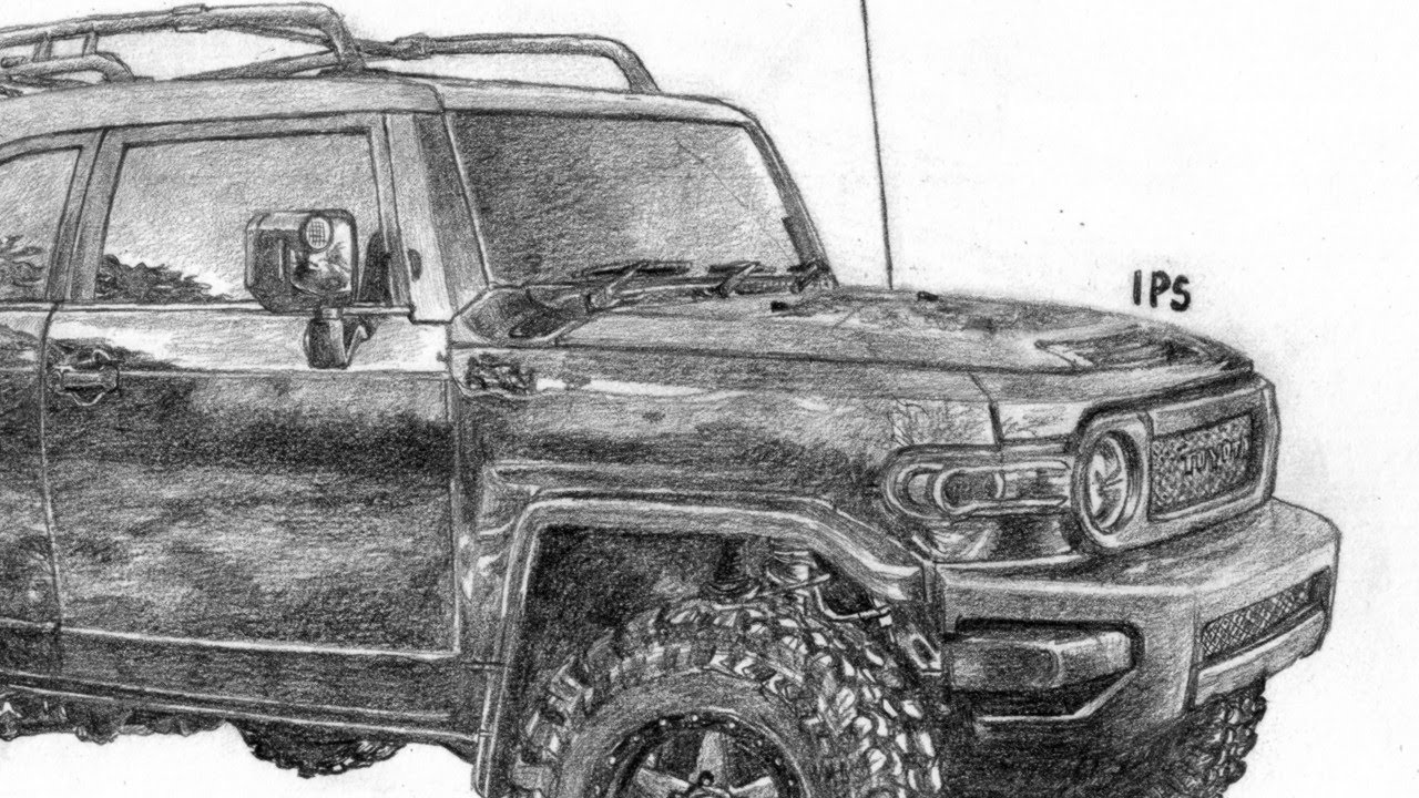 Drawing a SUV Car | Toyota FJ Cruiser - YouTube