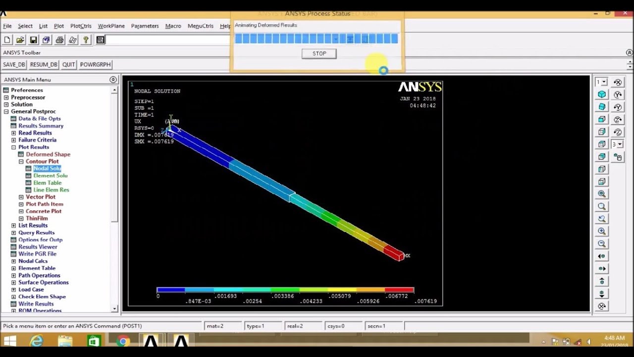 ANSYS APDL TUTORIAL 04 - STRESS ANALYSIS OF STEPPED BAR - YouTube
