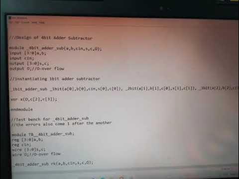 4bit adder/ subtractor verilog code using data flow and using gate level - YouTube