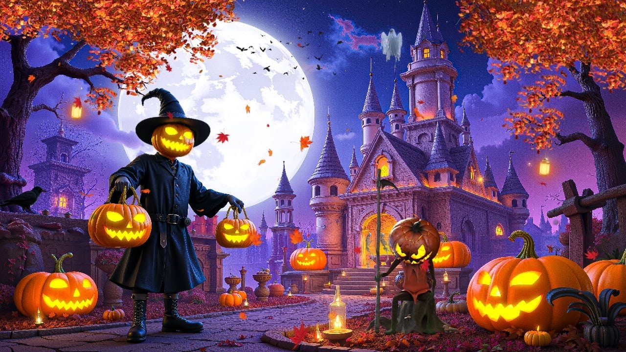 Pumpkin Castle Night 🌕🎃 Spooky Halloween Music 👻 Haunted Autumn ...