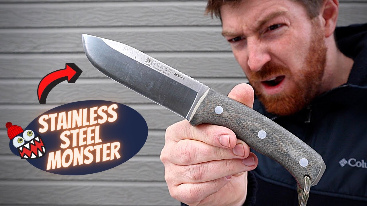 Stainless Steel Monster Camp Knife! Joker Nomad + GIVEAWAY - YouTube