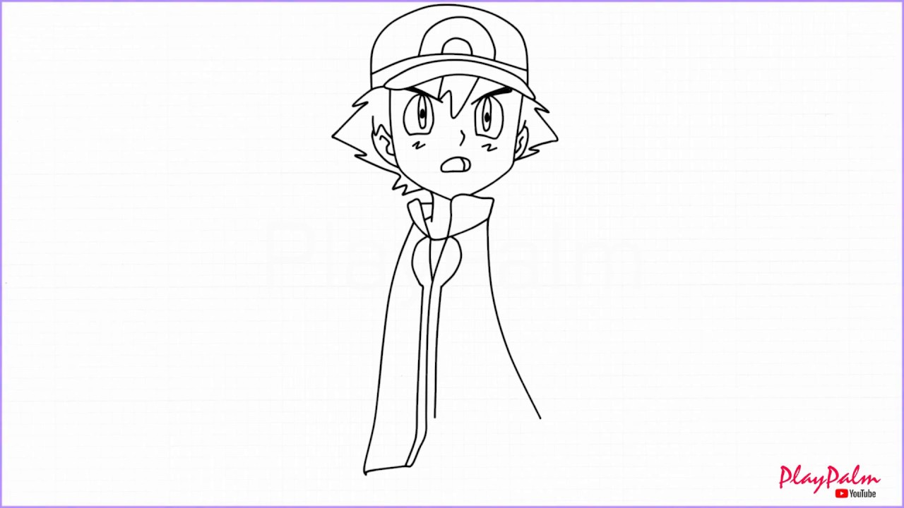 Ash Ketchum Drawing - Pokemon - How to draw Ash Ketchum - YouTube