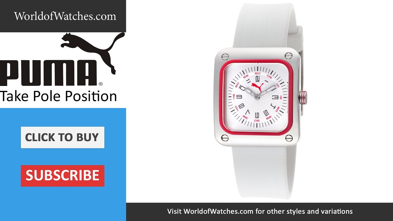 PUMA Take Pole Position White Dial White Silicone PU102562004 - YouTube