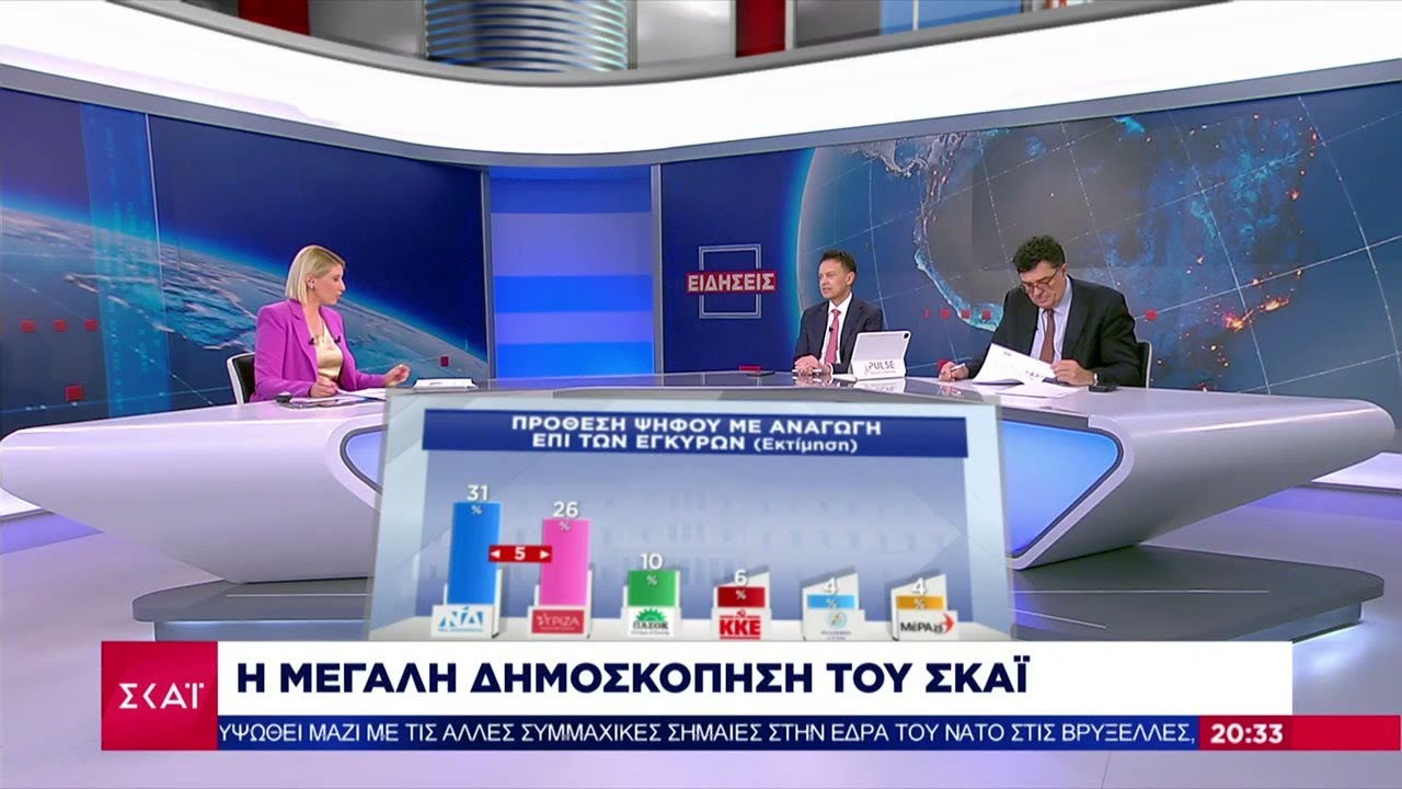 Δημοσκόπηση ΣΚΑΪ: Στις 5 μονάδες η διαφορά μεταξύ ΝΔ-ΣΥΡΙΖΑ – Τα ...