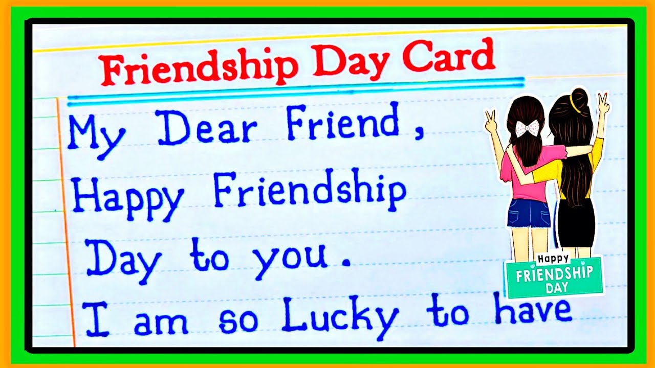 Friendship Day card writing 2024 | happy Friendship Day card writing ...