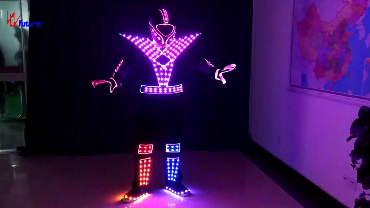 Fiber optic & LED Dance Robot Costume With Mask, gloves, shoes cover ...
