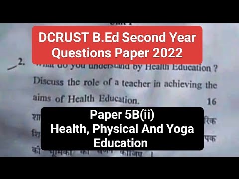Health, Physical And Yoga Education - Paper 5B(ii) : Questions Paper ...