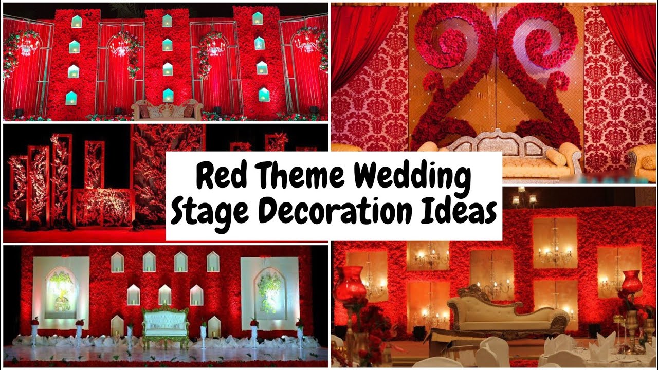 red theme wedding stage backdrop|red theme stage decoration ideas|red ...