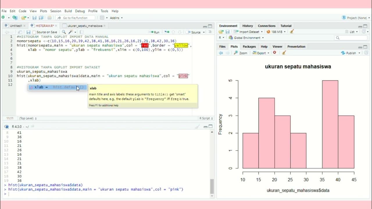 Cara membuat "Histogram tanpa ggplot import dataset" di Rstudio - YouTube