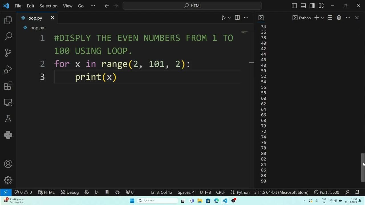 Loops in Python - Python program using loop - YouTube