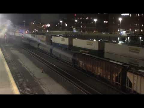 BNSF WB Stacktrain with KCS DPU Meets BNSF EB Mixed Freight. Kansas City, MO 2/3/24 - YouTube
