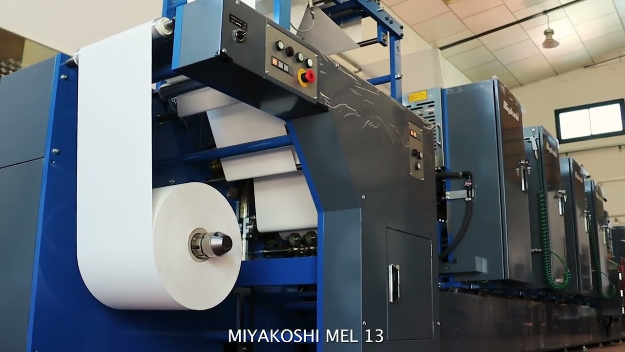 Semi-rotativa offset UV para impresión de etiquetas Miyakoshi Mel 13 en ...