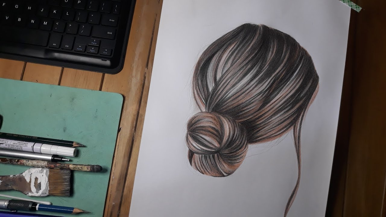 Drawing HAIR COLOR using color pencil //realiastic hair drawing ...